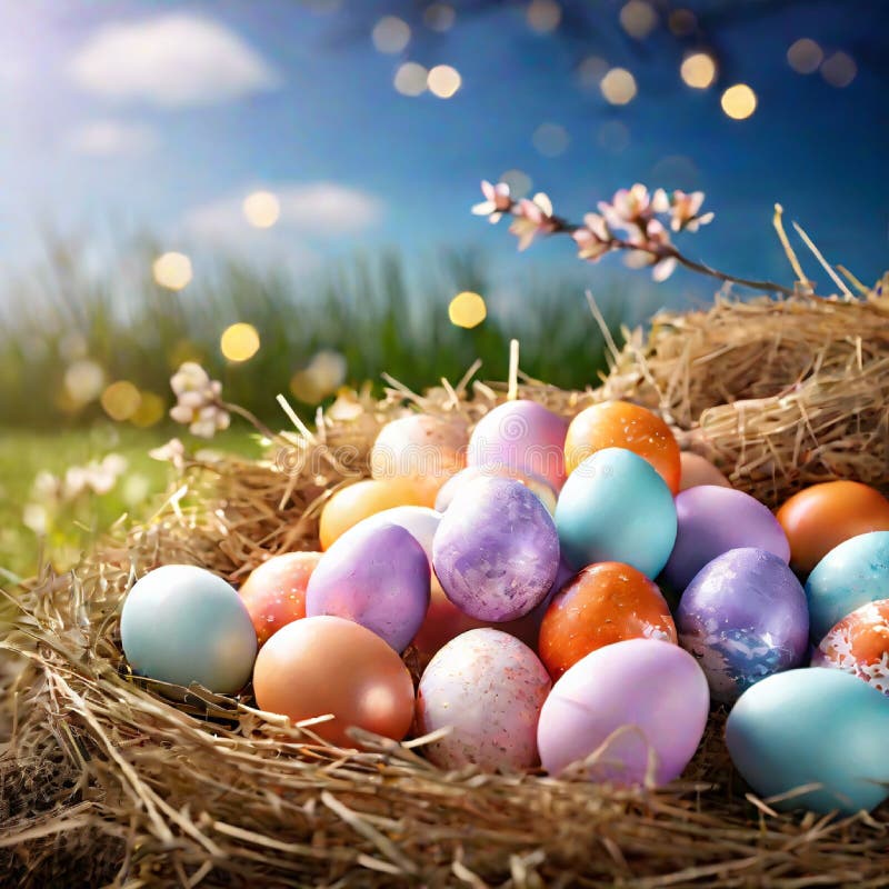 Generate an Image that Conveys the Joy of Easter Featuring Vibrant Eggs ...