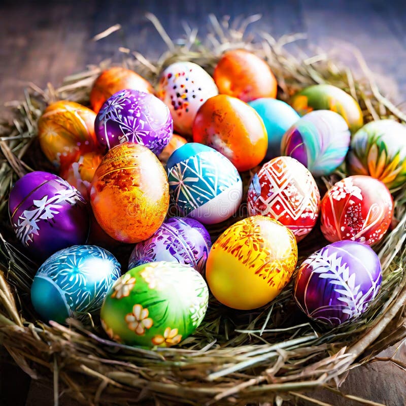 Generate an Image that Conveys the Joy of Easter Featuring Vibrant Eggs ...