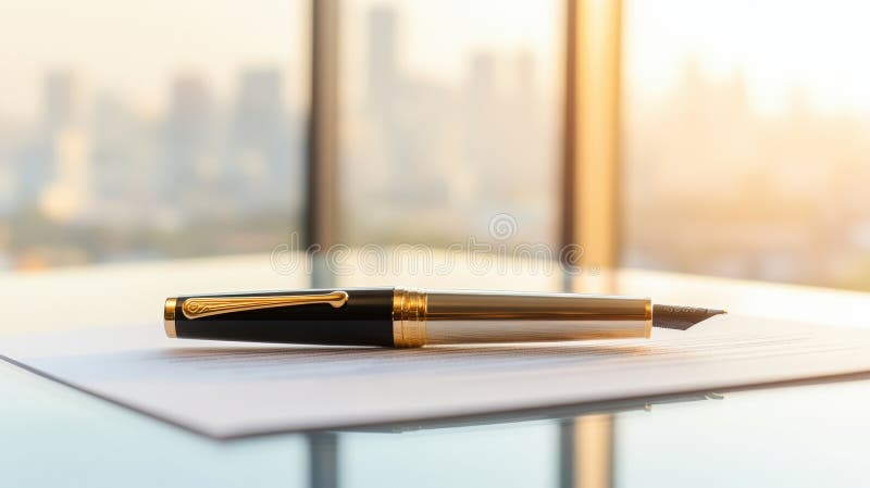 Generattive AI Illustration of a Luxury Pen Placed on a Signed Contract ...