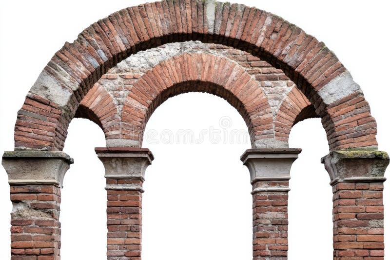 Generate an Image of Three Ancient Roman Brick Arches, Each Varying in ...