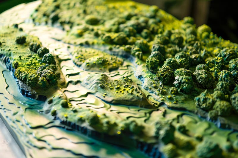 Generate a Relief of a Forest with a River Flowing through it Stock ...