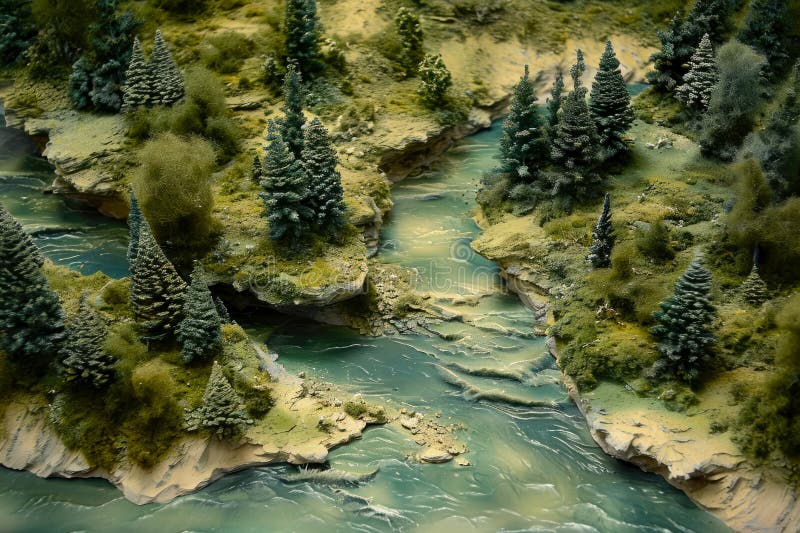Generate a Relief of a Forest with a River Flowing through it Stock ...