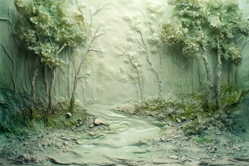 Generate a Relief of a Forest with a River Flowing through it Stock ...