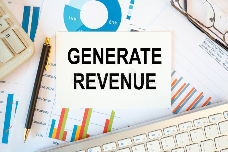 GENERATE REVENUE is Written in a Document on the Office Desk, Keyboard ...