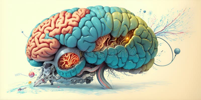 Generated Abstract Colored Human Brain on a Light Background. Stock ...