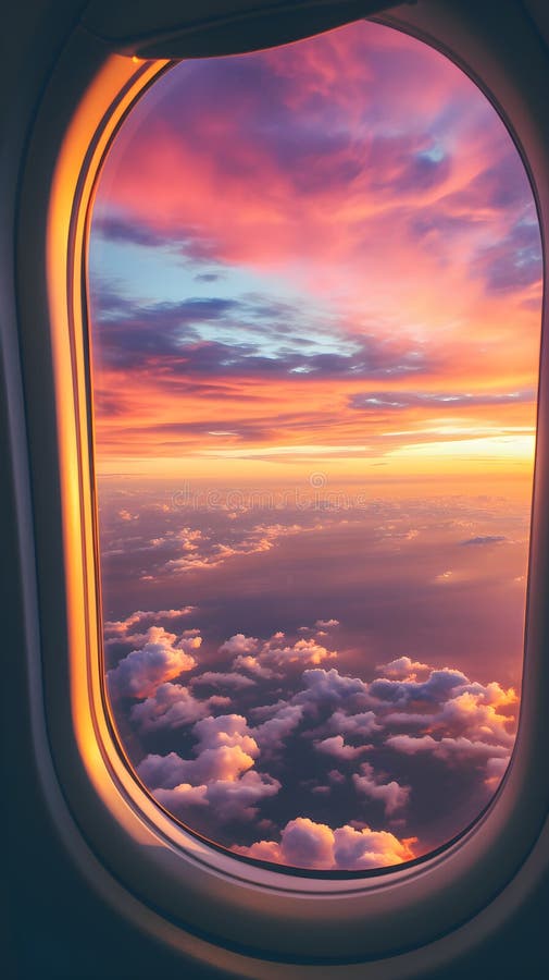 A View Of The Sky Through An Airplane Windowwindow View From Plane Window Stock Illustration