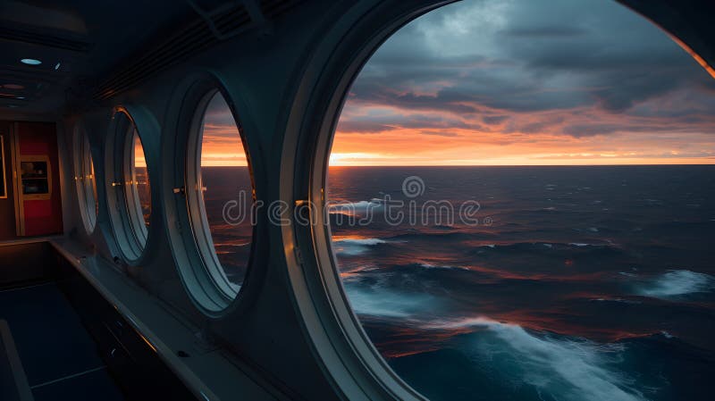 A View of the Ocean from Inside a Ship.Window View from Ship Window ...