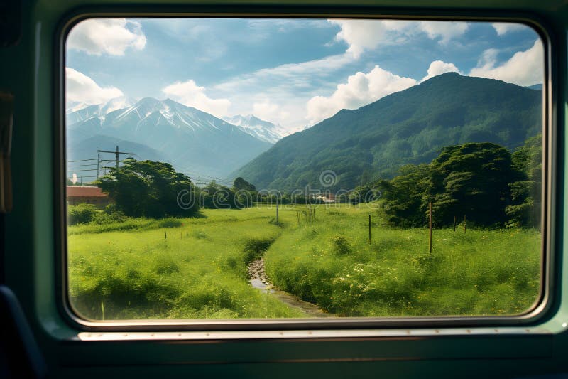 A View of a Mountain Range from a Train Window.Window View from Train ...