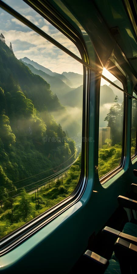 A View of the Mountains from Inside a Train.Window View from Train ...