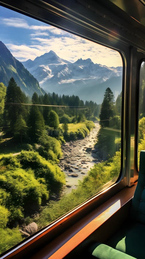 A View of a River from a Train Window.Window View from Train Window ...