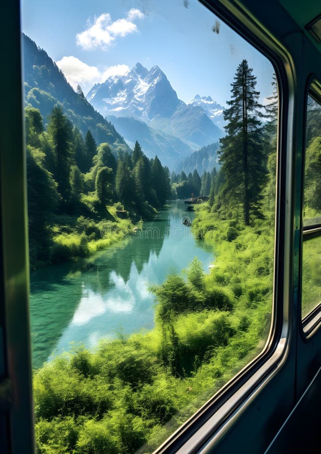A View of a River from a Train Window.Window View from Train Window ...