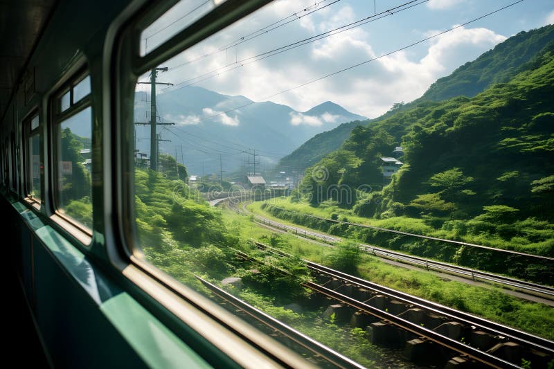 A View from a Train Window of a Mountain Range.Window View from Train ...