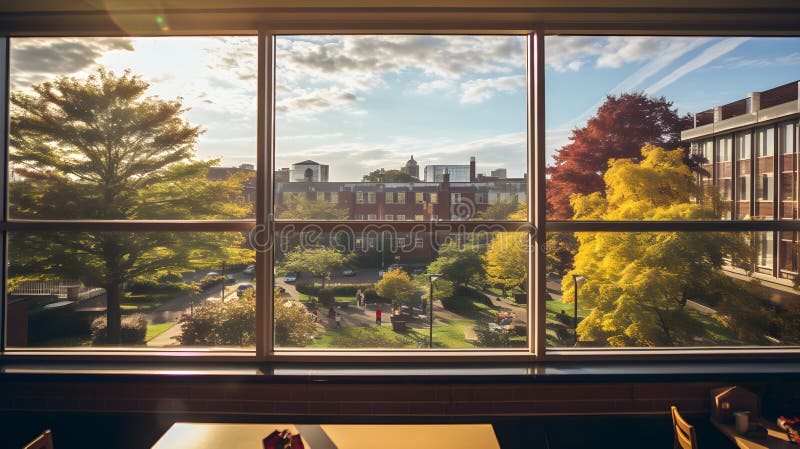 A View of a Campus from a Window.Window View from University Window ...