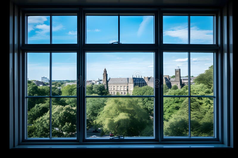 A View of a Castle through a Window.Window View from University Window ...