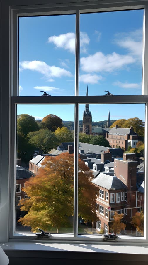 A View of a City from a Window.Window View from University Window ...