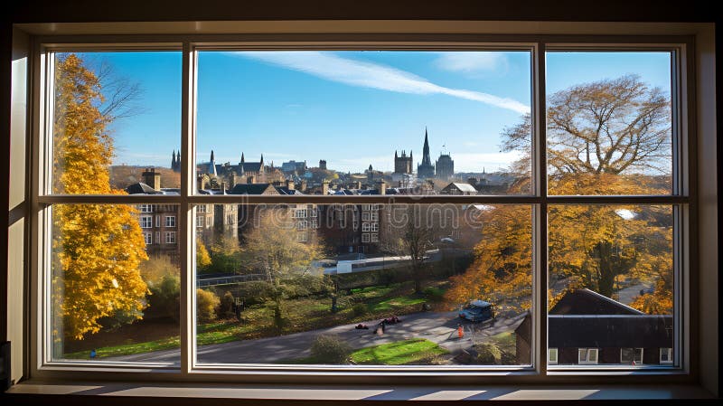 A View of a City from a Window.Window View from University Window ...