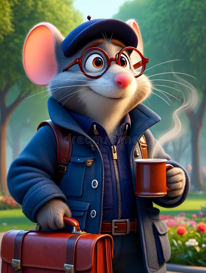 Generated by AI, an Anthropomorphic Mouse Wearing Glasses, Coat, Hat ...
