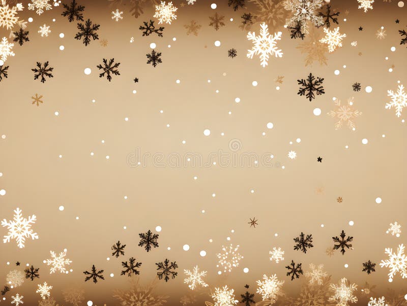 A Brown Background with Snowflakes and Stars. Abstract Brown Snowflakes ...
