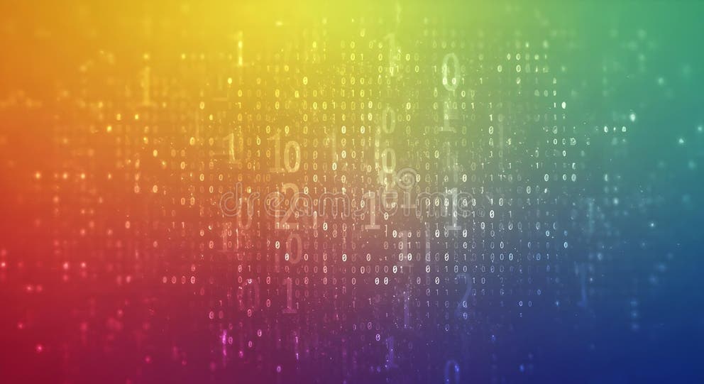 Glowing Binary Code in a Vibrant Futuristic Style Gradient Stock ...