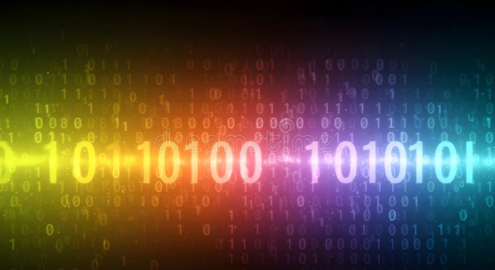 Glowing Binary Code in a Vibrant Futuristic Style Gradient Stock Illustration - Illustration of ...