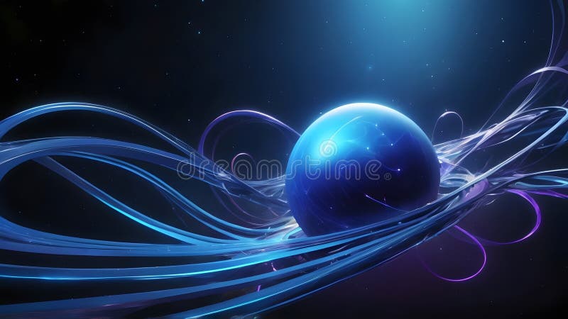 Mystical Blue Curves and Gradient Orb Sending Signals Against a Dark ...
