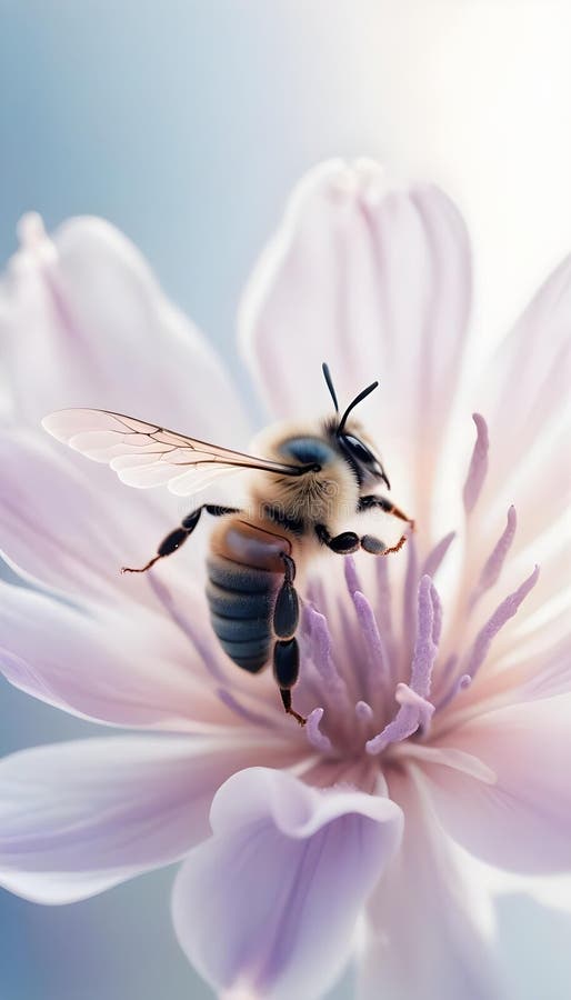 Surreal Honeybee Macro Shot of a Translucent Winged Insect Gathering ...