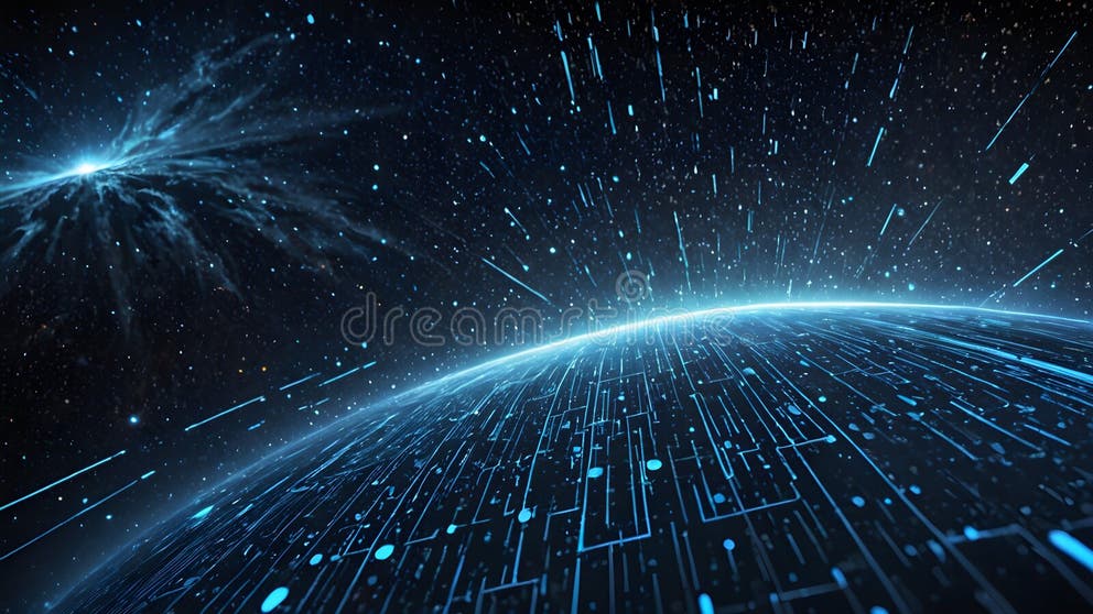 Binary Code in Blue Color Curved Shaped Like a Room Stock Illustration ...