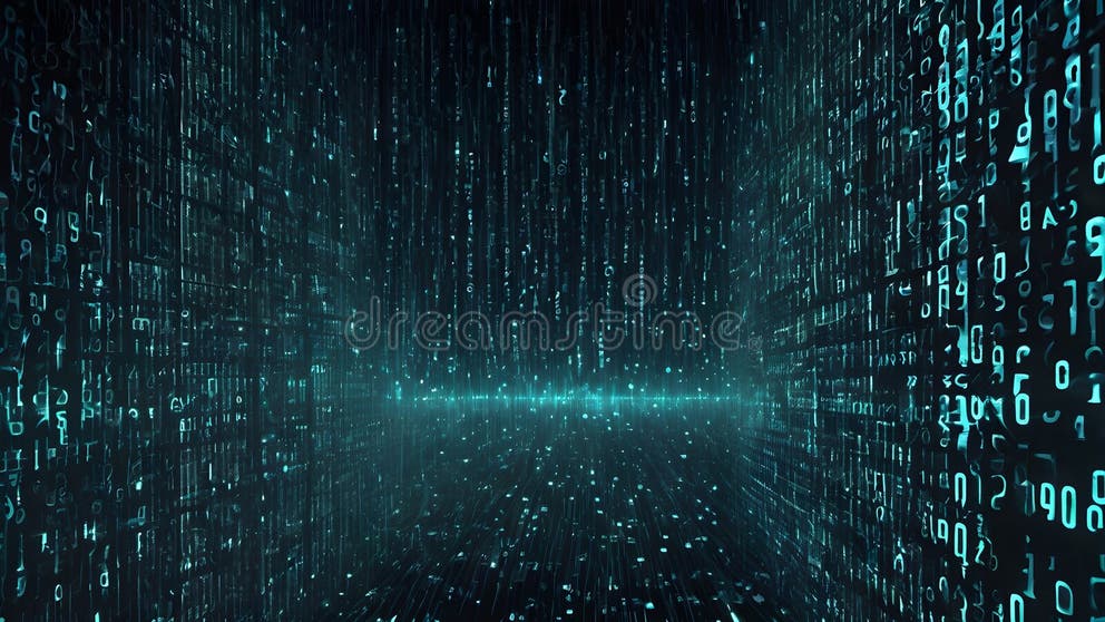Binary Code in Blue Color Curved Shaped Like a Room Stock Illustration ...