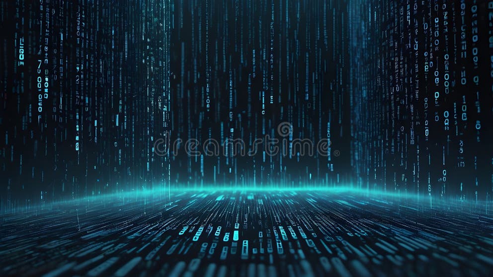 Binary Code in Blue Color Curved Shaped Like a Room Stock Illustration ...