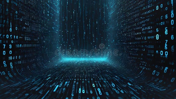 Binary Code in Blue Color Curved Shaped Like a Room Stock Illustration ...