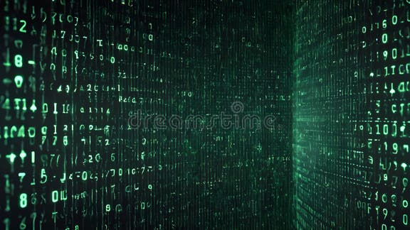 Binary Code in Green Color Curved Shaped Like a Room Stock Illustration ...
