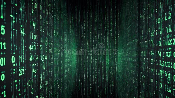 Binary Code in Green Color Curved Shaped Like a Room Stock Illustration ...