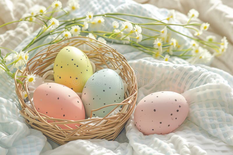 Happy Easter Egg Decorating Kit Eggs Regrowth Basket. White Easter ...