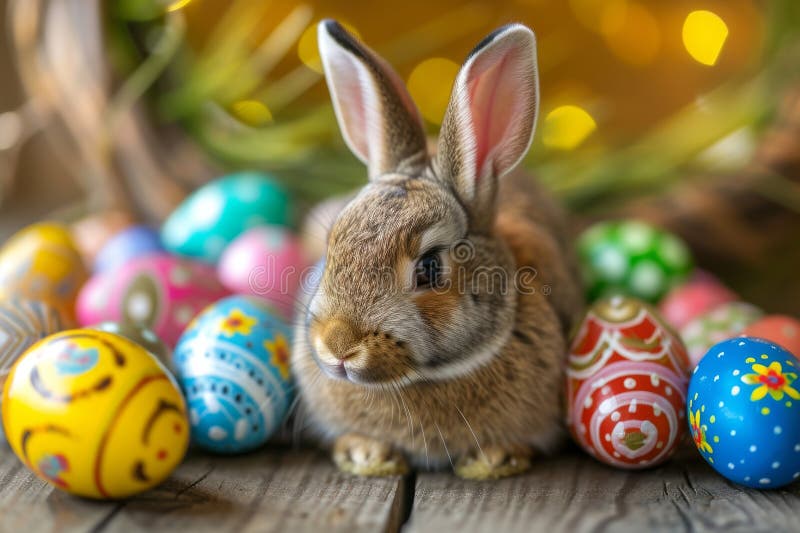 Happy Easter Good New Eggs Fresh Basket. White Space for Shadows Bunny ...