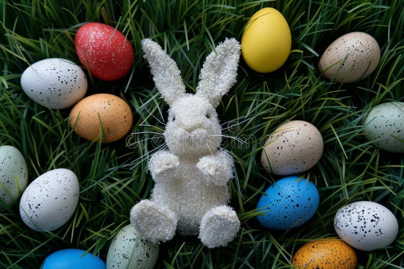 Happy Easter Hibiscus Eggs Refreshing Basket. White Delighted Bunny ...