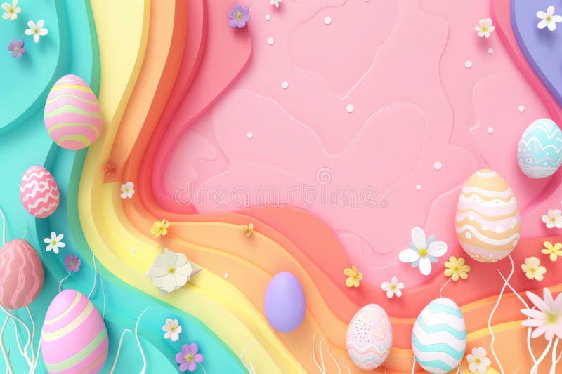 Happy Easter Pale Eggs Easter Egg Hunt Contest Basket. White Rose Pink ...