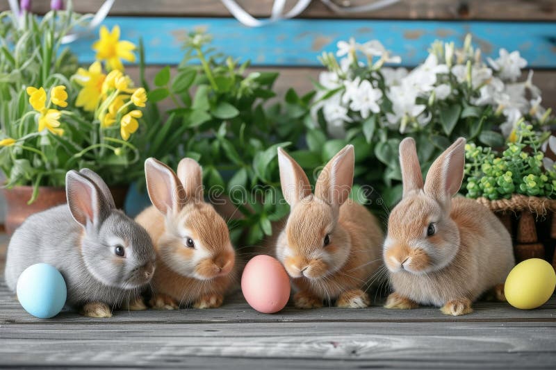 Happy Easter Pansy Eggs Lily Basket. Easter Bunny Nutty Render Quality ...