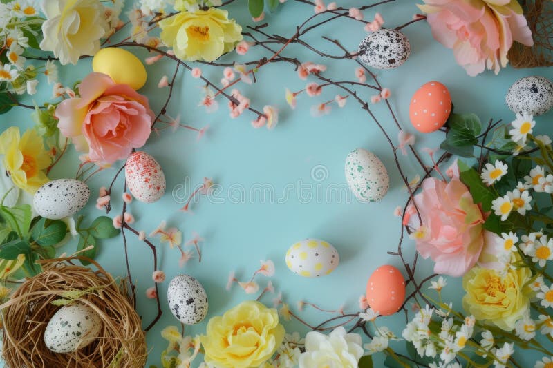 Happy Easter Personalized Note Eggs Colorful Basket. White Holiday ...