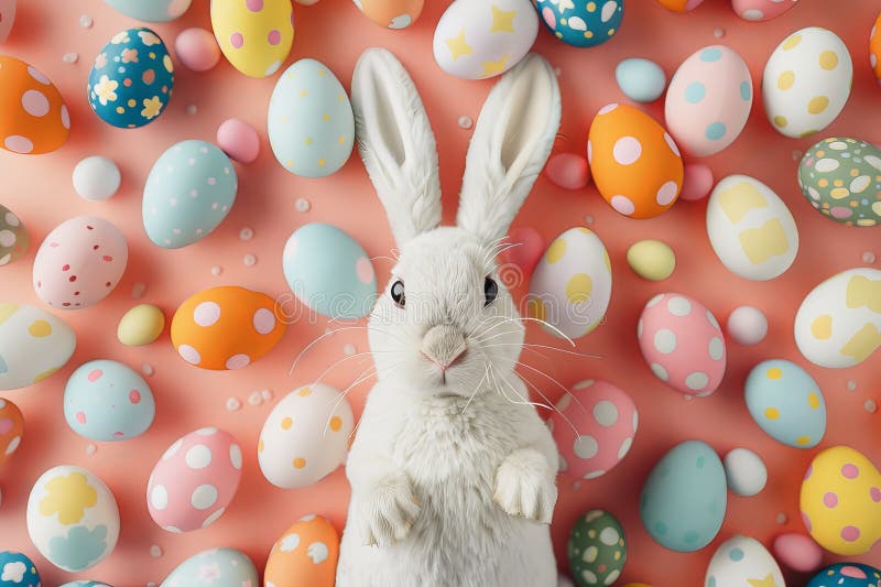 Happy Easter Reflection Eggs Guarded Easter Eggs Basket. White ...