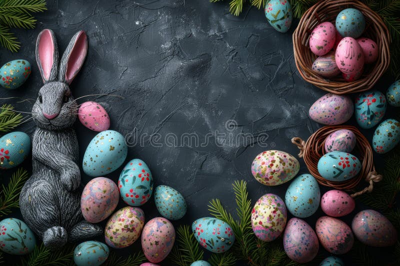 Happy Easter Rose Bloom Eggs Bunny Brigade Basket. White Imagination ...