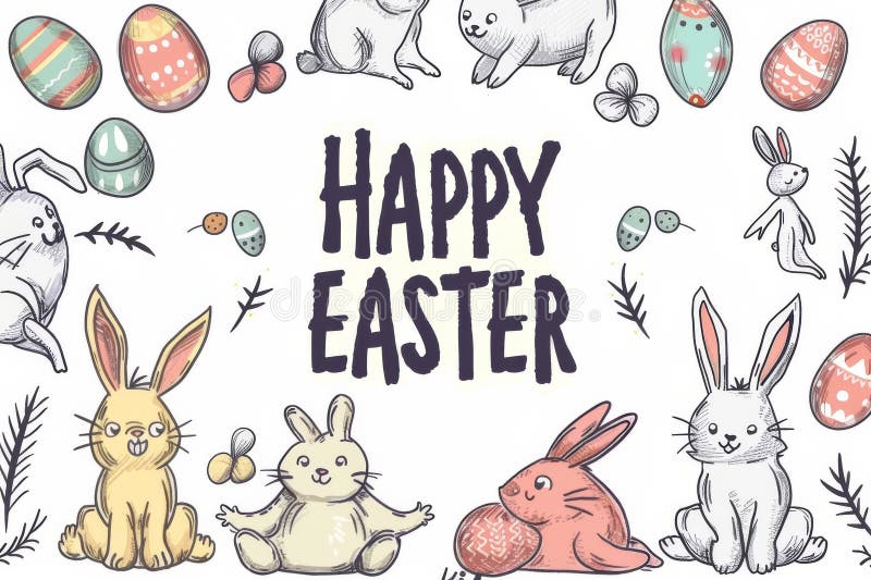 Happy Easter Signature Card Eggs Easter Decorations Basket. White Clear ...