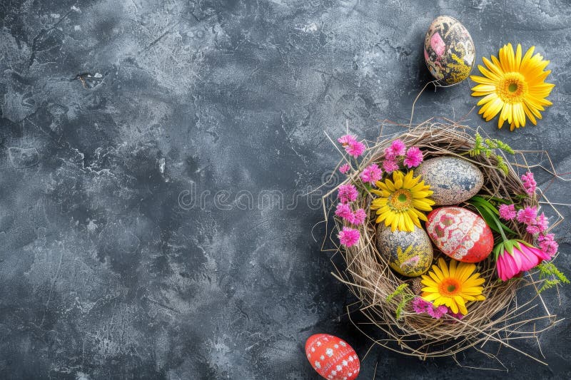 Happy Easter Unique Designs Eggs Bunny Decorations Basket. White Church ...