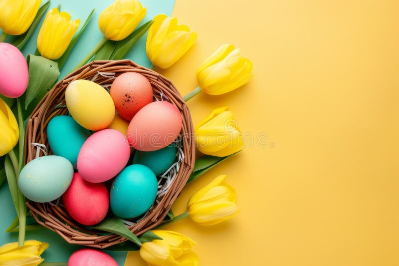 Happy Easter Visual Communication Eggs Bunny Bounce Basket. White ...