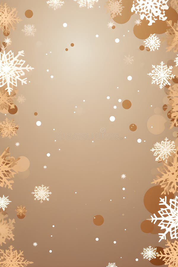 A Brown Background with White Snowflakes and Bubbles. Abstract Brown ...