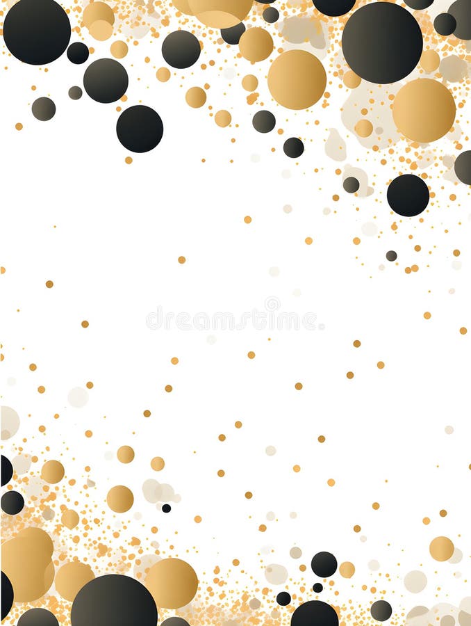A White Background with Black and Gold Circles. Abstract Gold Stars ...