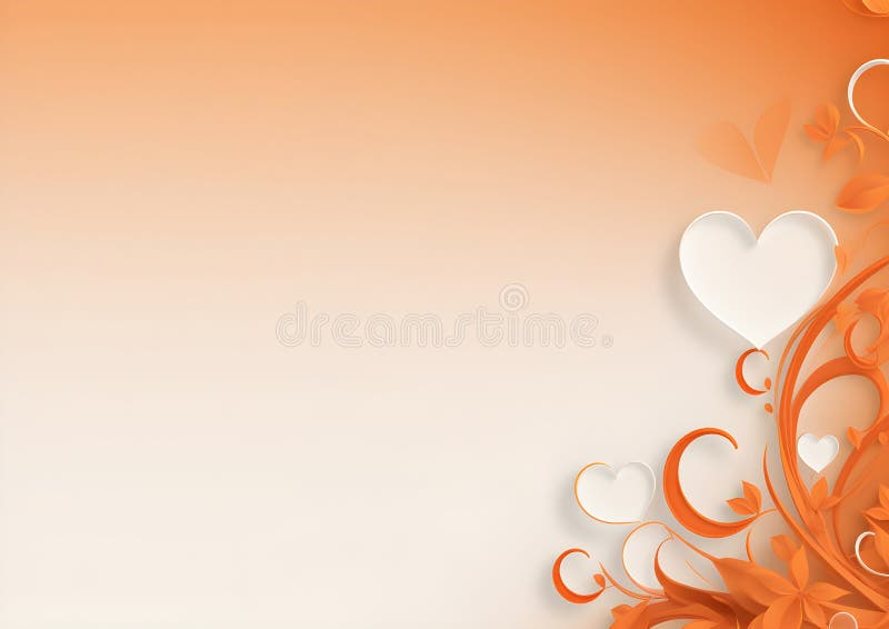 An Orange and White Background with Hearts. Abstract Orange Hearts ...