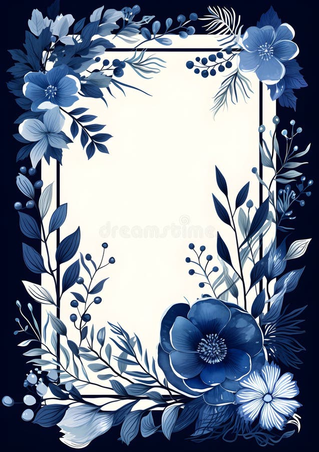 Frame with indigo flowers. stock illustration. Illustration of ...