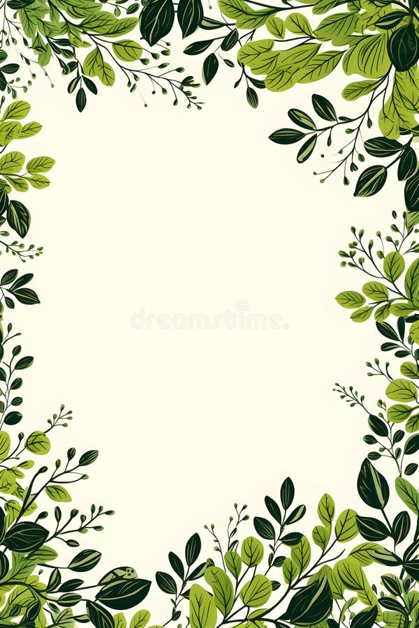 A Square Frame with Green Leaves on a White Background. Abstract Lime ...