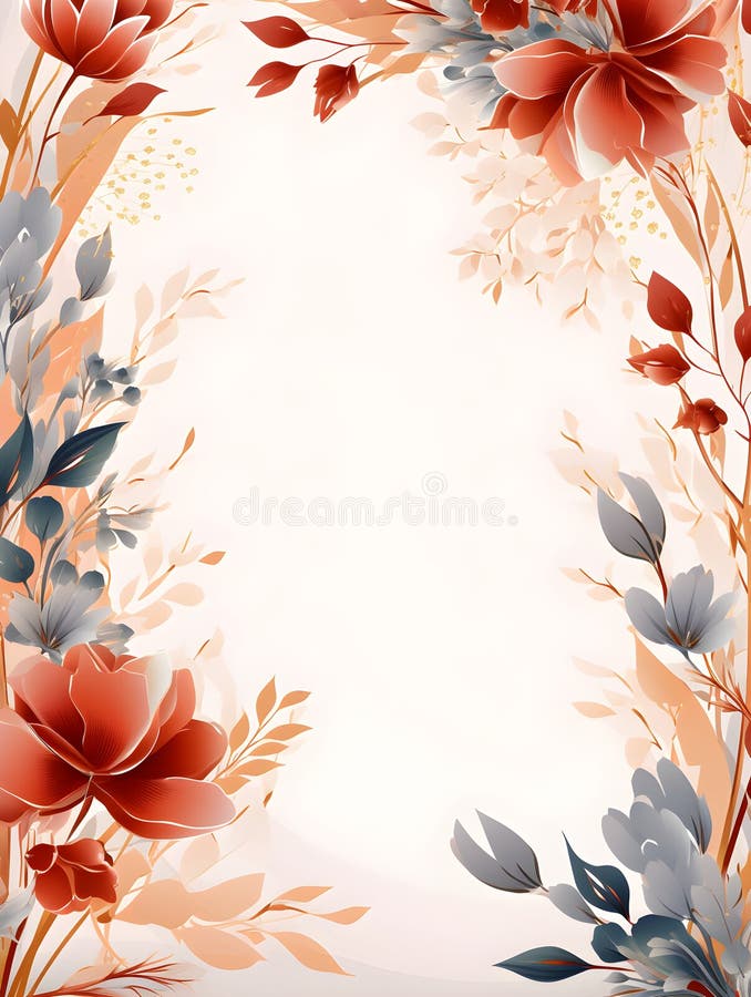 A Picture of a Floral Frame with a White Background. Abstract Rust ...