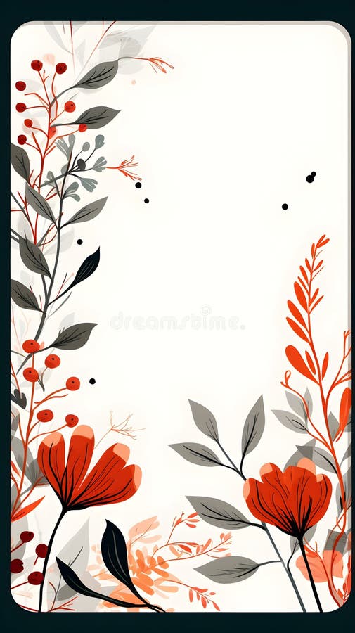 A Picture of Flowers and Leaves on a White Background. Abstract Rust ...